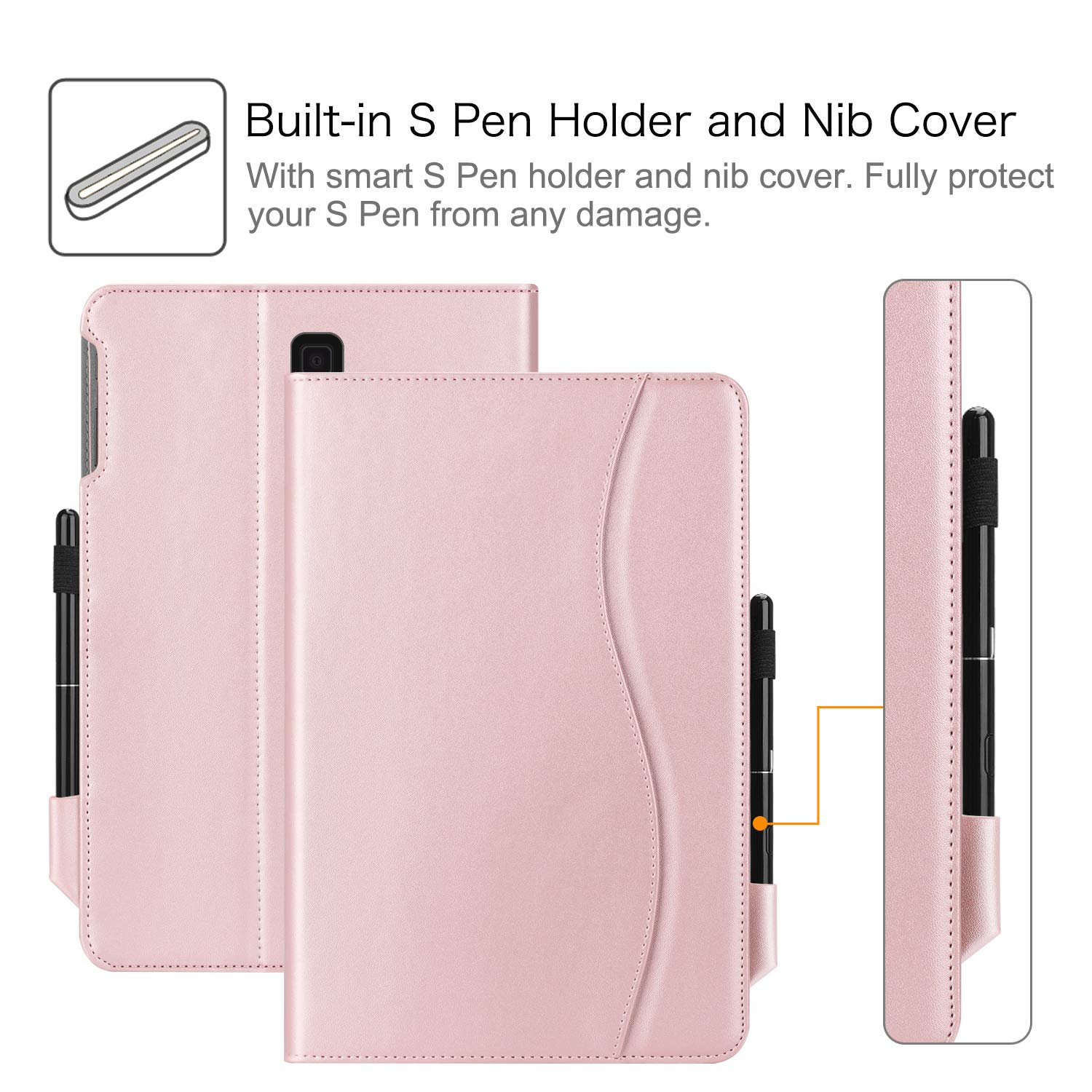 Fintie Case for Samsung Galaxy Tab S4 10.5 2018 Model SM-T830/T835/T837, Multi-Angle Viewing Stand Cover with S Pen Protective Holder Auto Sleep/Wake Feature, Rose Gold