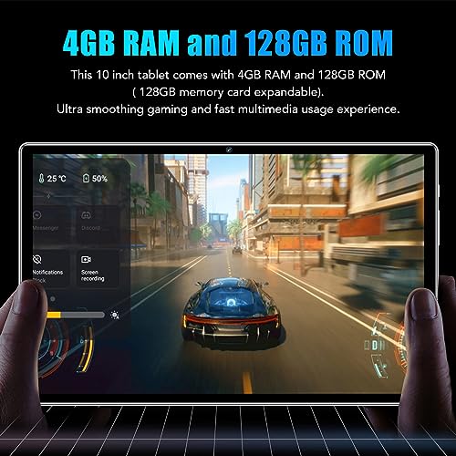 Airshi Portable Tablet, Call Support 10 Inch Tablet 100-240V 10 Inch IPS Screen 5G WiFi Dual Band for Home Travel (White)