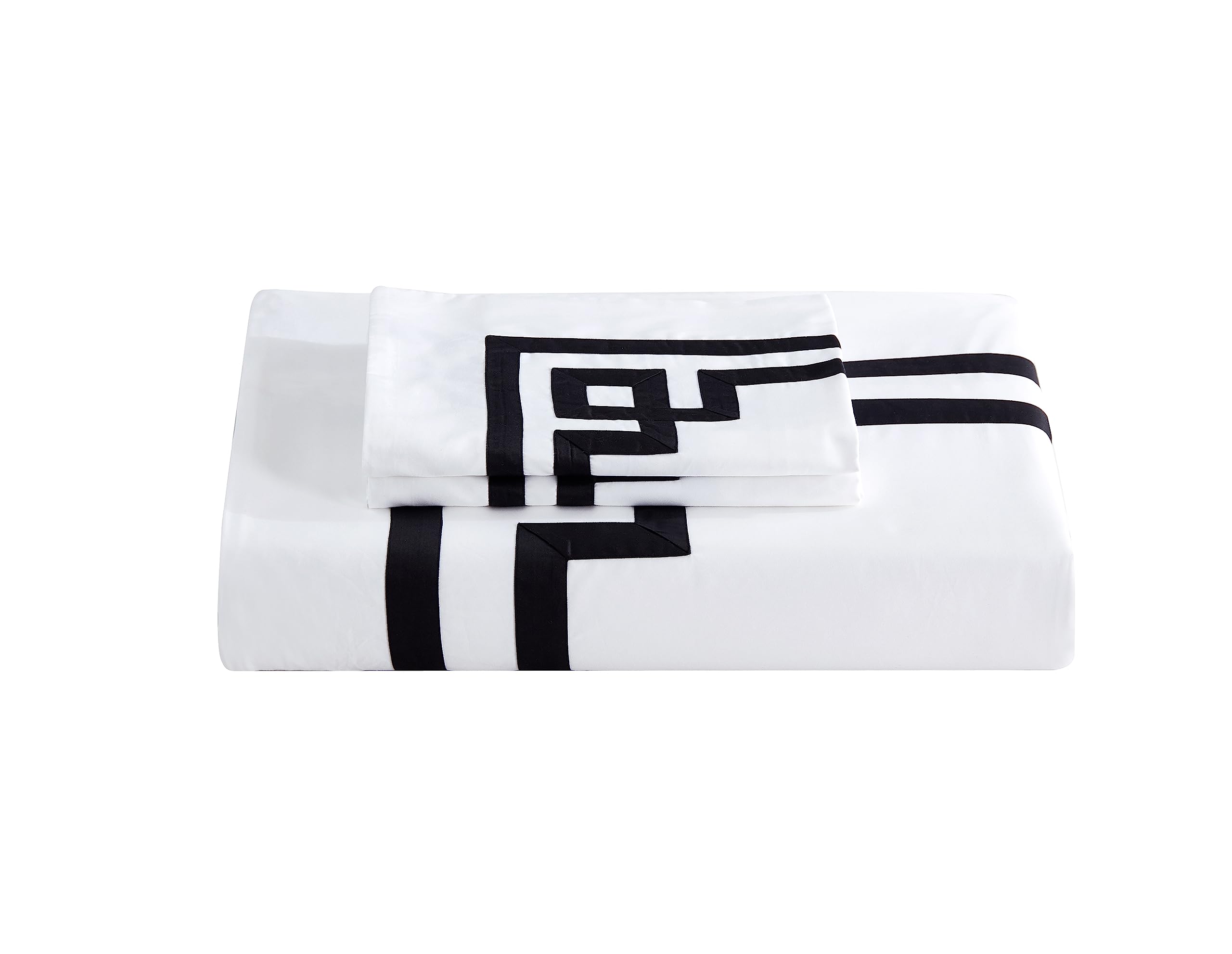 CASA BOLAJ DESIGNED TO DREAM 3 Pcs Do Not Include Filling Duvet Cover Set 100% Egyptian Cotton Sateen Luxury 400 TC (White Black, King)