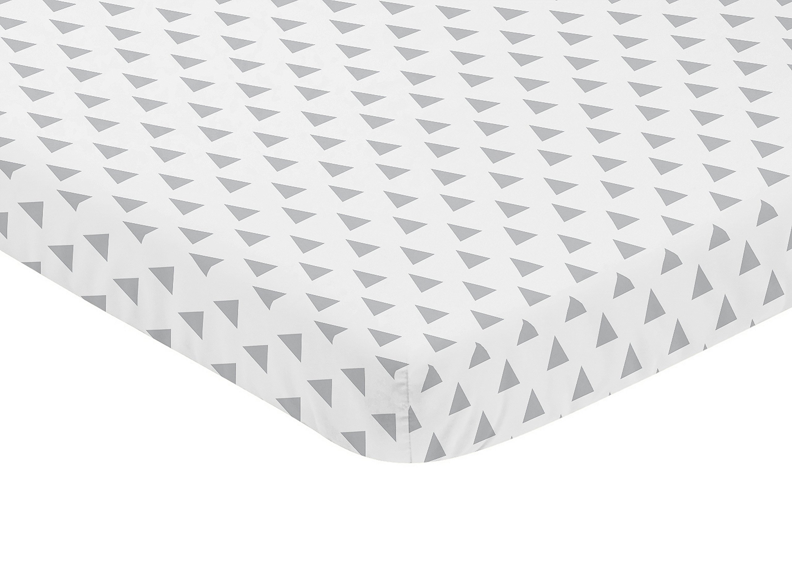 Sweet Jojo Designs Grey and White Triangle Baby Boy or Girl Unisex Fitted Mini Portable Crib Sheet for Earth and Sky Collection - for Mini Crib or Pack and Play ONLY