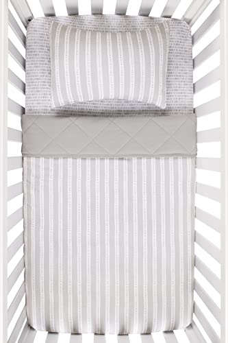 Ely's & Co. Baby Crib Bedding Sets for Boys and Girls β 4 Piece Set Includes Crib Sheet, Quilted Blanket, Crib Skirt and Baby Pillowcase β Grey Bamboo Design