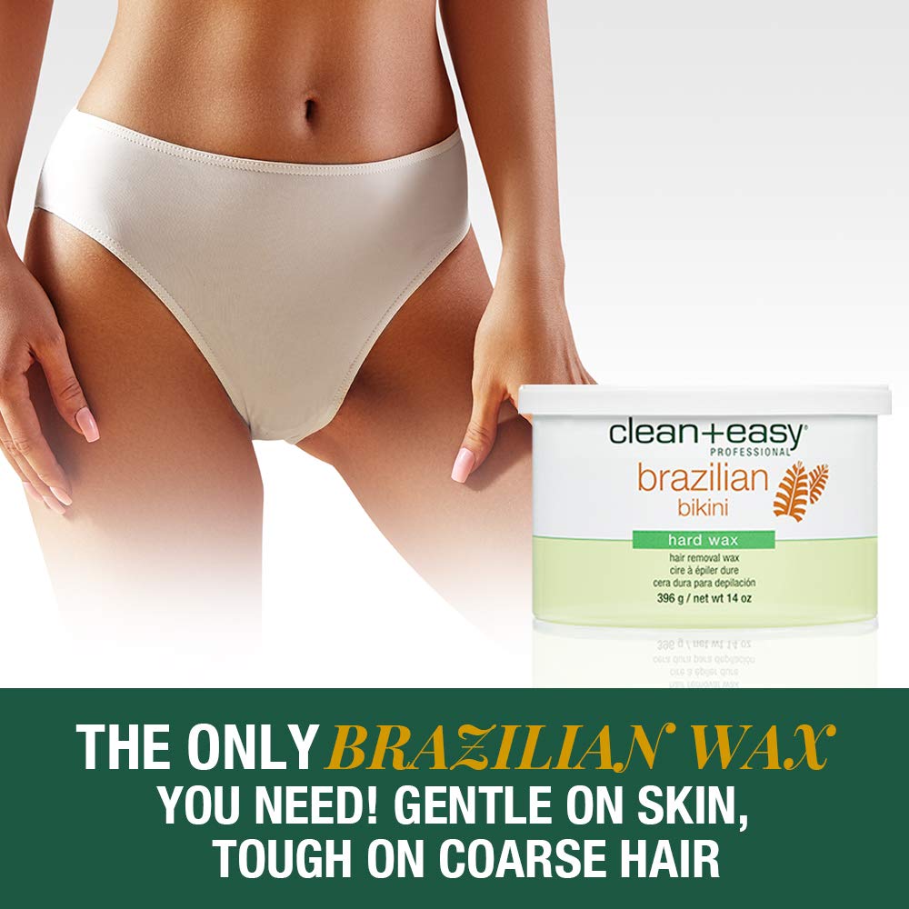 Clean + Easy Brazilian Hard Wax, Full Body Hair Removal For All Skin Types, 14 oz