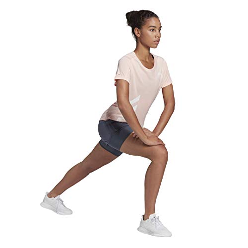 adidas womens 3-Stripes Personal Best Run It Tee Haze Coral Small
