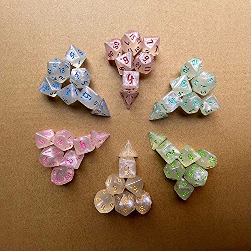7 Pcs/Set DND Polyhedral Dice Set Resin Dice Desktop Game Table Board Game Toy for Roleplaying Games Dungeons and Dragons-Wonderland(red)