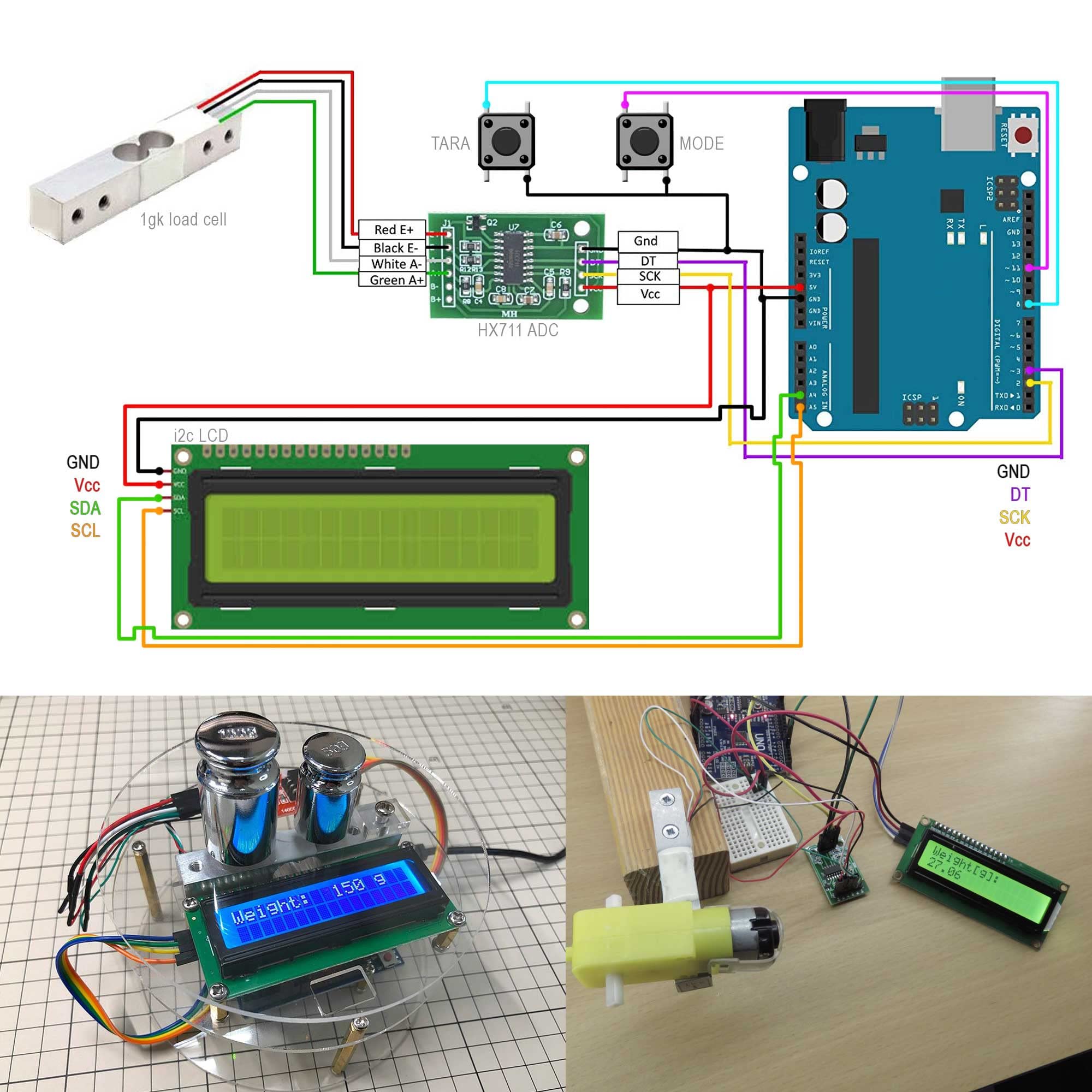 ALAMSCN Digital Load Cell Weight Sensor + HX711 Weighing Breakout Board AD Module Pressure Sensors for Arduino DIY Electronic Portable Kitchen Scale (1KG+HX711)