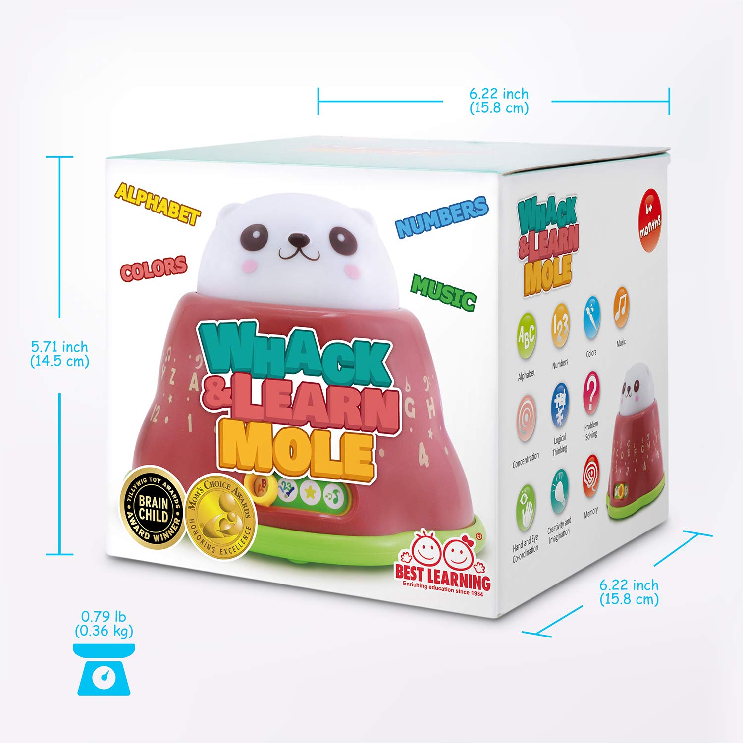 BEST LEARNING Whack and Learn Mole - Educational Interactive Light-Up Toy for Infants Babies Toddlers for 6 Month and up - First Baby Boy or Baby Girl Birthday Gift