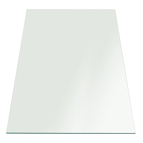 Fab Glass and Mirror Clear Tempered Top 24"x48" Rectangle 1/2" Thick with Flat Edge Radius Corner Replacement Dining, Coffee, Patio Table, Tabletop Protectors by Fab Glass, 24" X 48"
