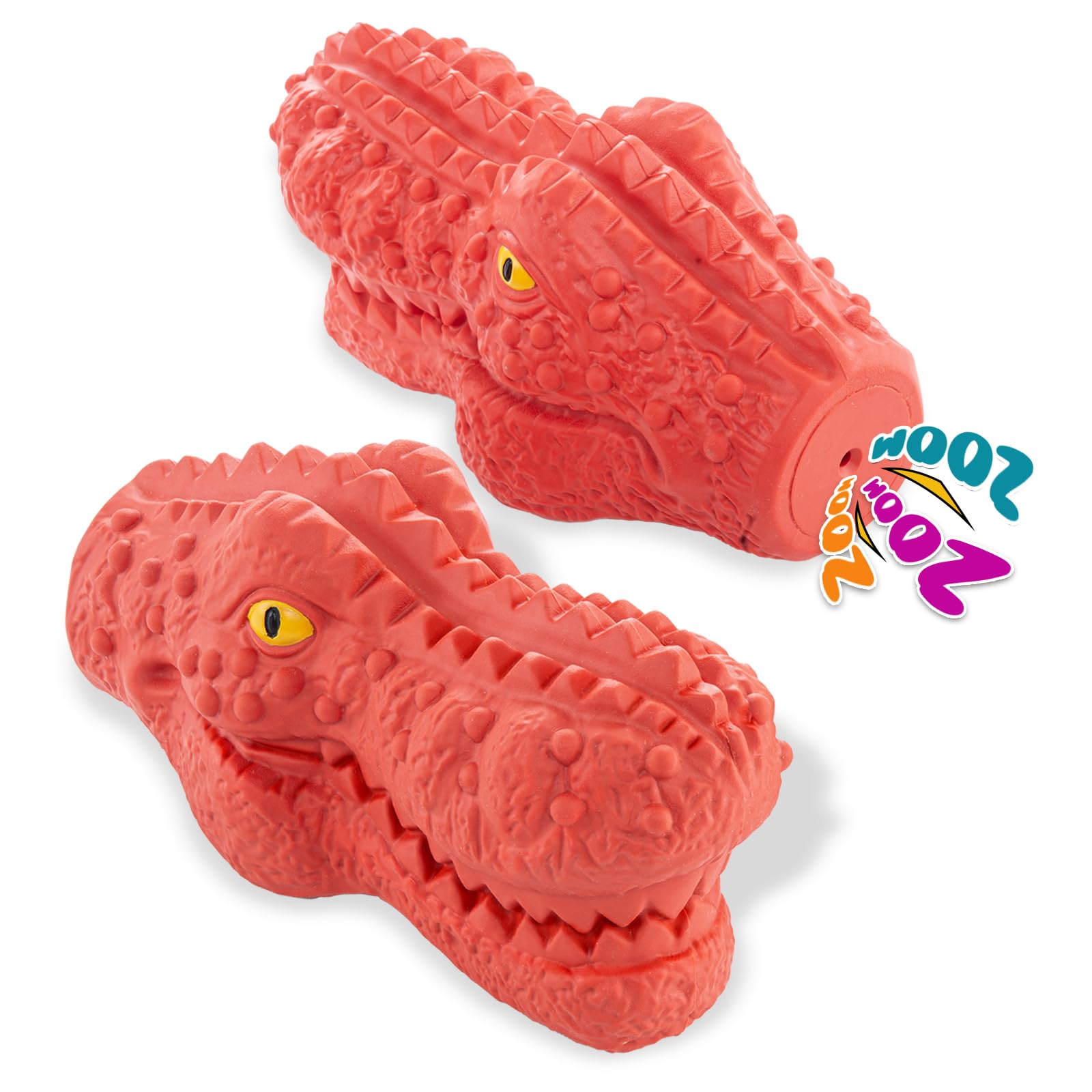 TSPRO Dinosaur Dog Chew Toys Interactive Dog Toy for Pets Increases IQ, Natural Rubber Dog Toys Squeaky for Teeth Cleaning and Training, for Aggressive Chewers (Dinosaur Red)