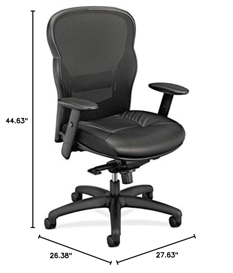 HON basyx VL701SB11 High-Back Swivel/Tilt Work Chair Mesh/Leather, Black