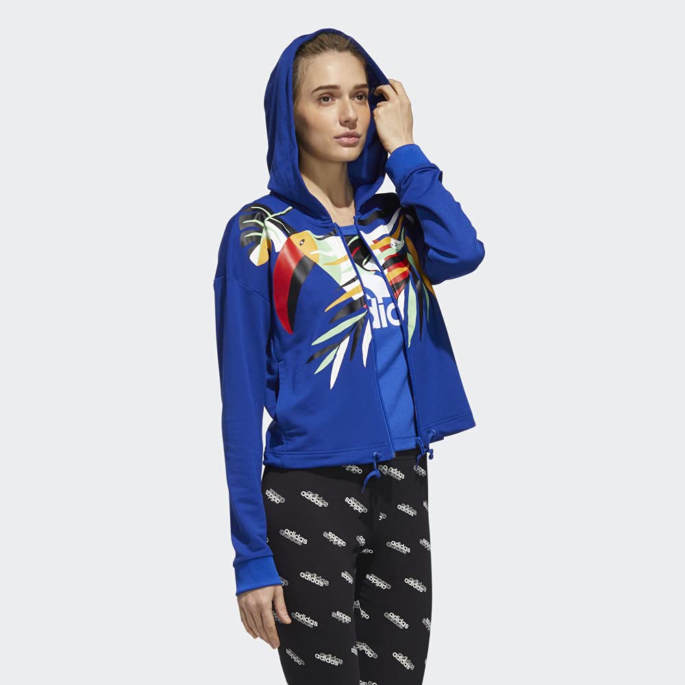 adidas womens Farm Hooded Track Top Team Royal Blue/White Large
