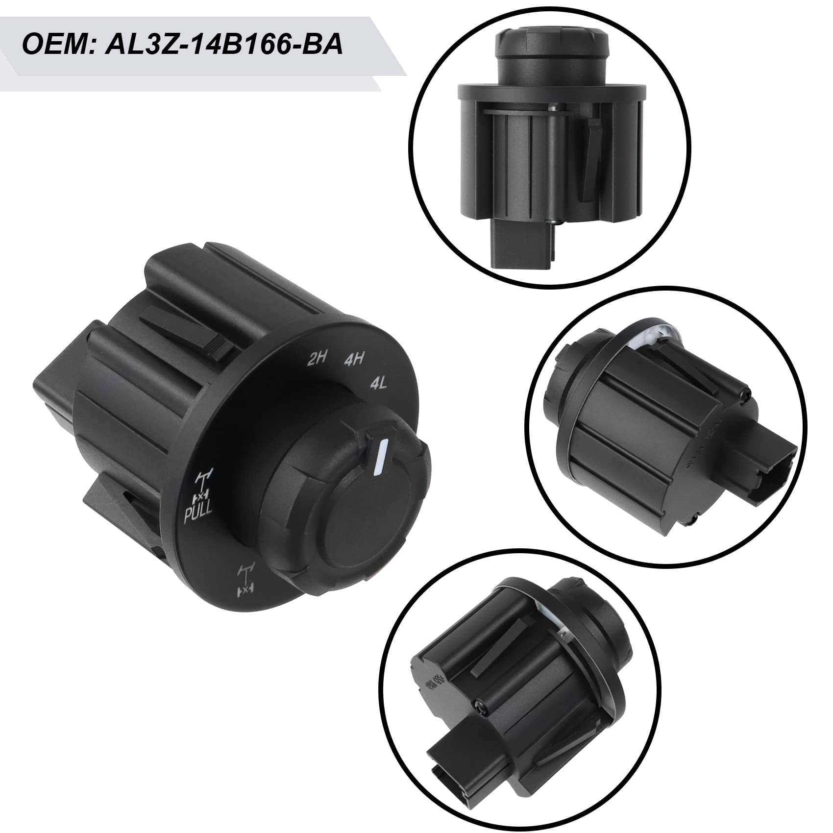 AL3Z-14B166-BA, 4WD Electronic Locking Differential Switch Knob Compatible with Ford F150 4x4 2009-2014, E-Locker Override Control Switch, 4 Wheel Drive Switch Replacement Part, New - Easy to Install