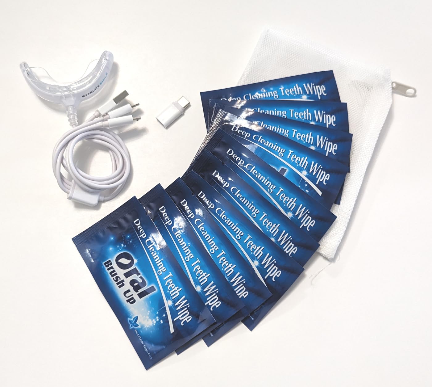 Oral Care Gum Light Tray from Starlite Smile for Android, iPhone, USB, USB-C Comes with Machine-Washable Mesh Storage Bag