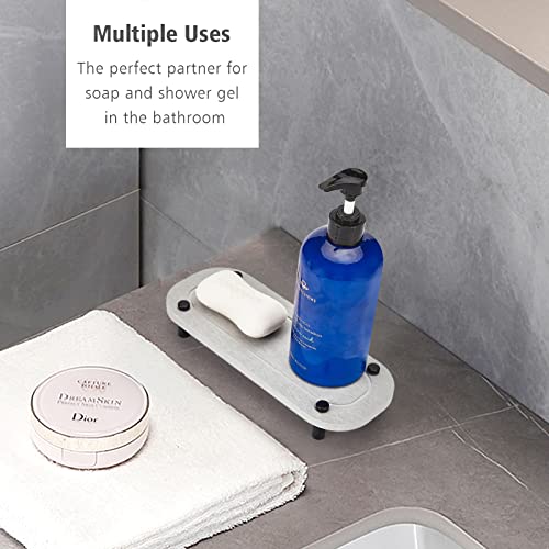Bathroom Vanity Tray, StoneSpace Instant Dry Sink Organizer, Diatomite Toothbrush Tray, Water Drying Soap Holder, Water Absorbent Diatomite Coaster for Bathroom and Kitchen