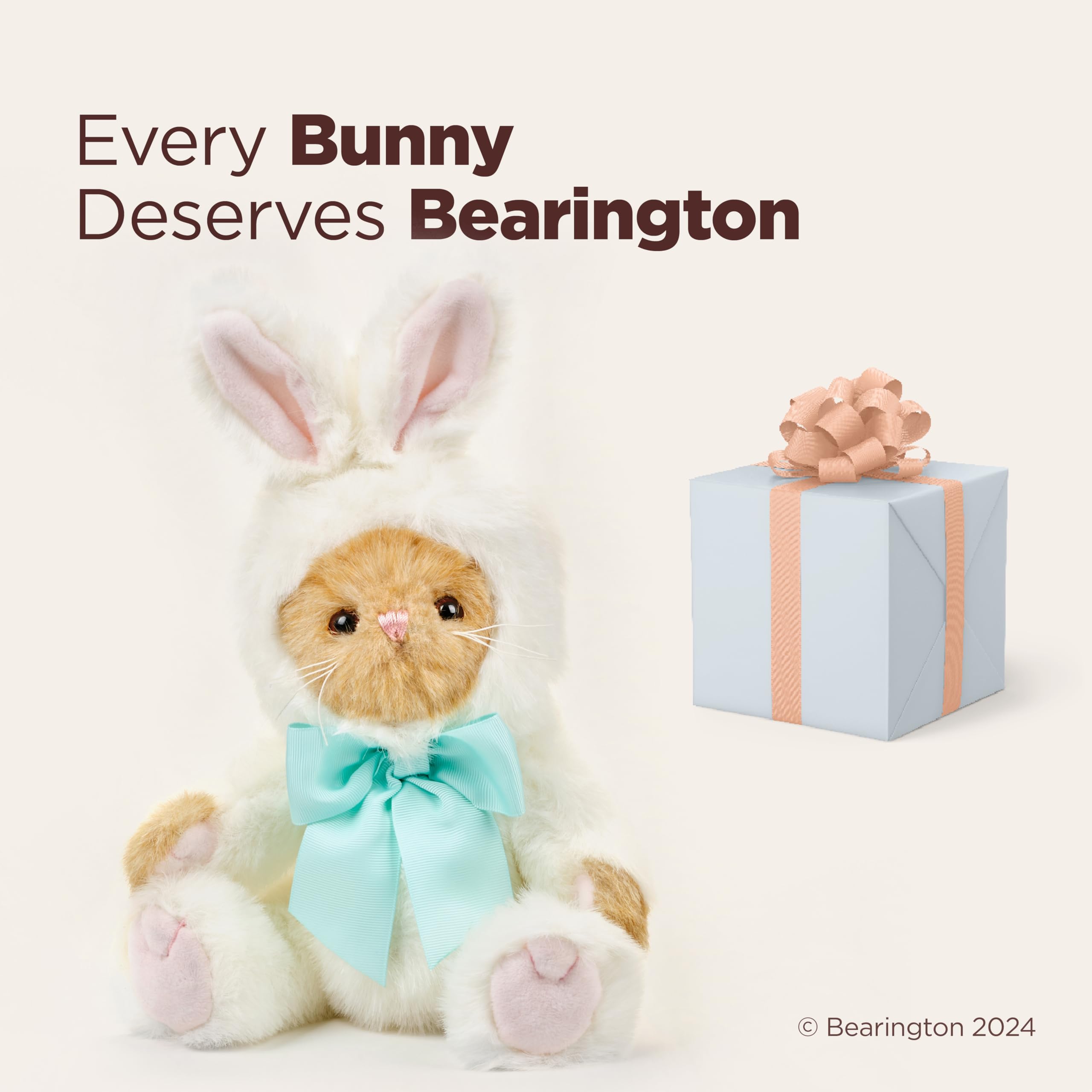 Bearington Harey The Easter Teddy Bear Bunny, 10 Inch Stuffed Easter Bunny