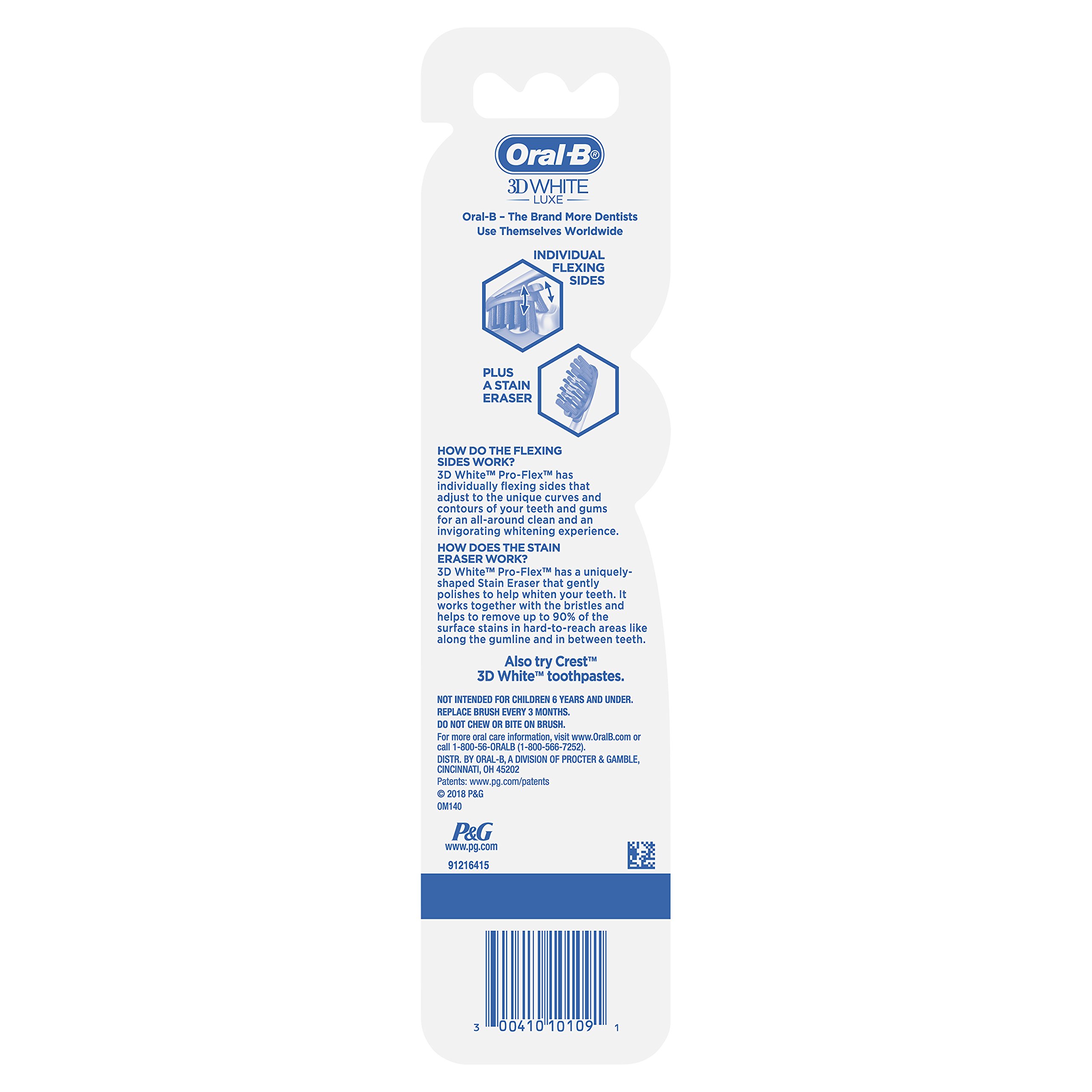 Oral-B 3D White Luxe Pro-Flex 38 Medium Manual Toothbrush Twin Pack, 2 Count