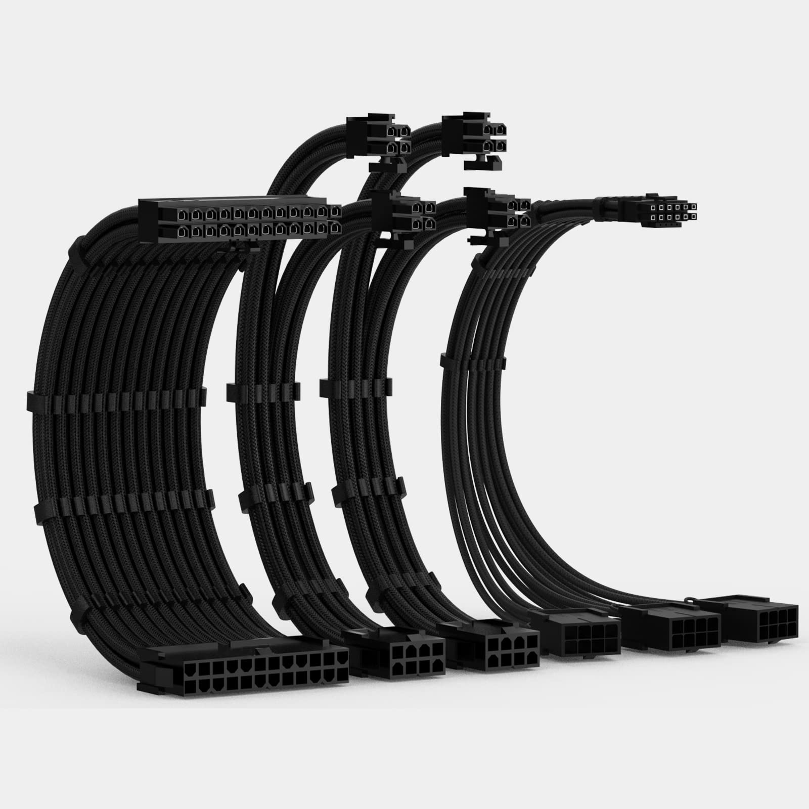 ABNO1 RTX 3090Ti 16Pin(12+4) to 3x8pin PCI-e 5.0 Sleeved Cable Extension 30CM Length with Combs,12Pin Compatible for 4070ti&4080&4090 Series (Single/White)
