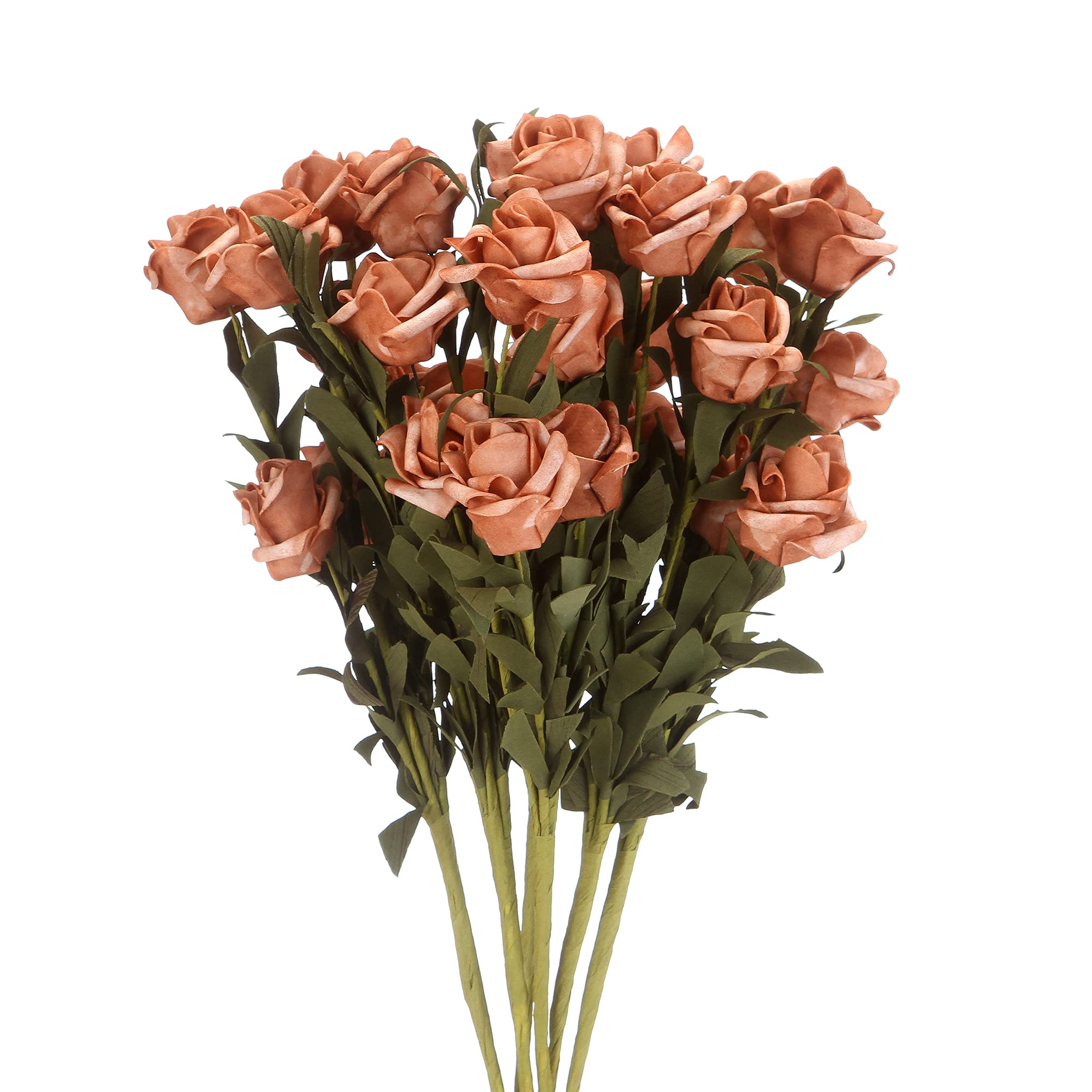 Folora 6 PCs Lifelike Artificial Rose Flowers with Stem, Flower Arrangement DIY Decoration Bouquet for Wedding Home Garden Decoration, 19 Inches