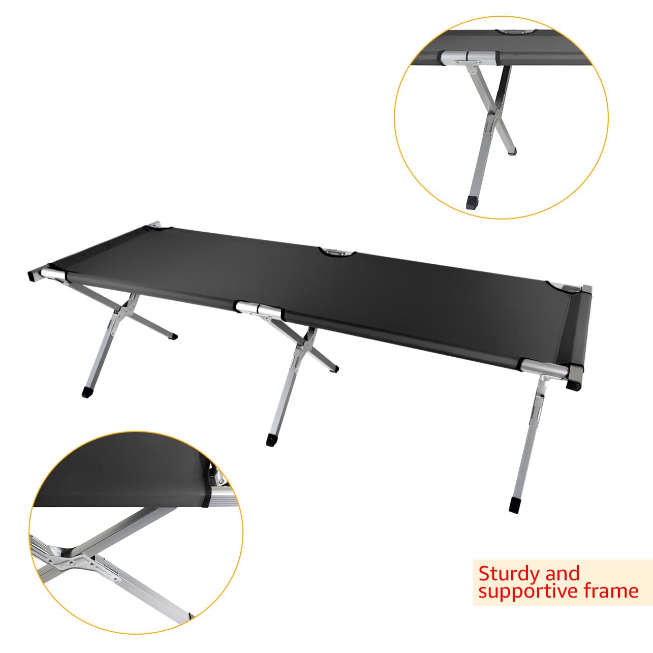 75" Portable Folding Camping Bed & Cot - 260 lbs. Capacity By Trademark Innovations (Black)