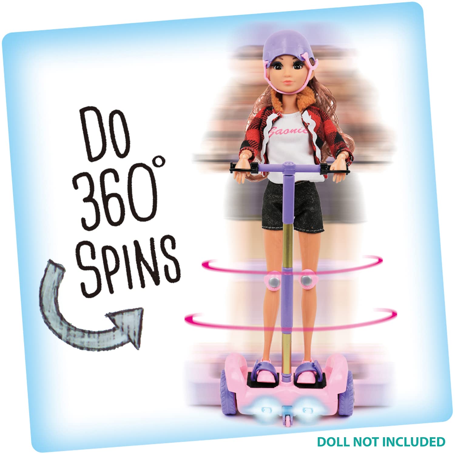 Click N' Play Scooter Set for 12" Dolls, Remote Control Pink Hoverboard with Helmet & Kneepad Accessories, Compatable with Barbies and Ken Dolls, Gifts for Girls Ages 3+, Girl Toys