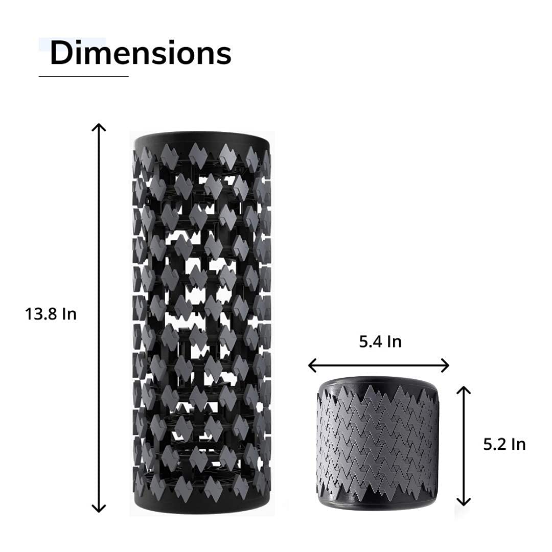 Acies Ideal Collapsible Foam Roller for Travel & Exercise - Deep Tissue Foam Roller for Muscles and Back, Compact Travel Massage Roller Tube for Muscles Myofascial Release (Black)