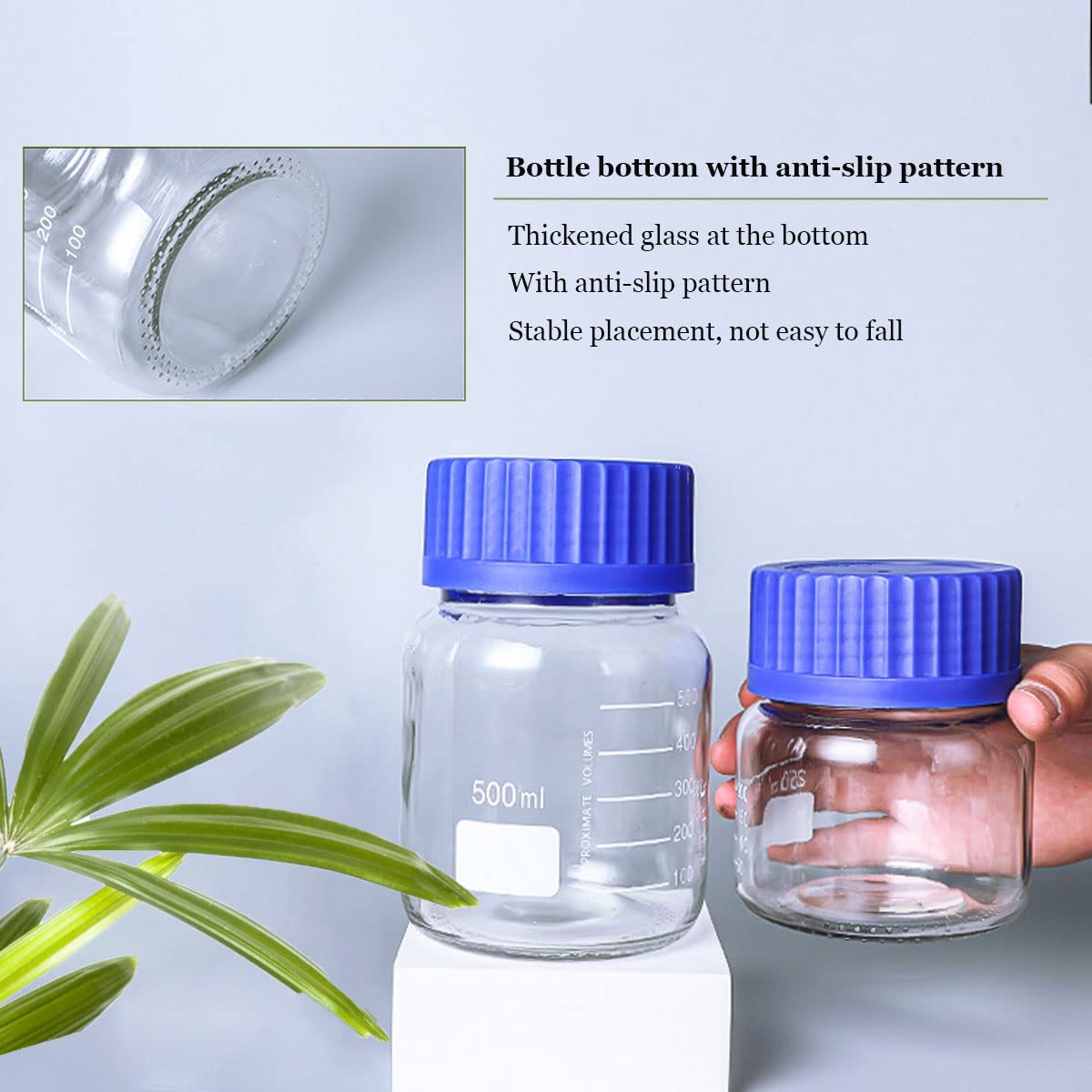 6 Pack 250mL Wide Mouth Media Bottle,Round Reagent Media Bottle with GL80 Screw Cap,Storage Lab Glass Bottle,Premium Scientific Glassware for Labs, Classrooms or Home Use Glass Container (250ML)