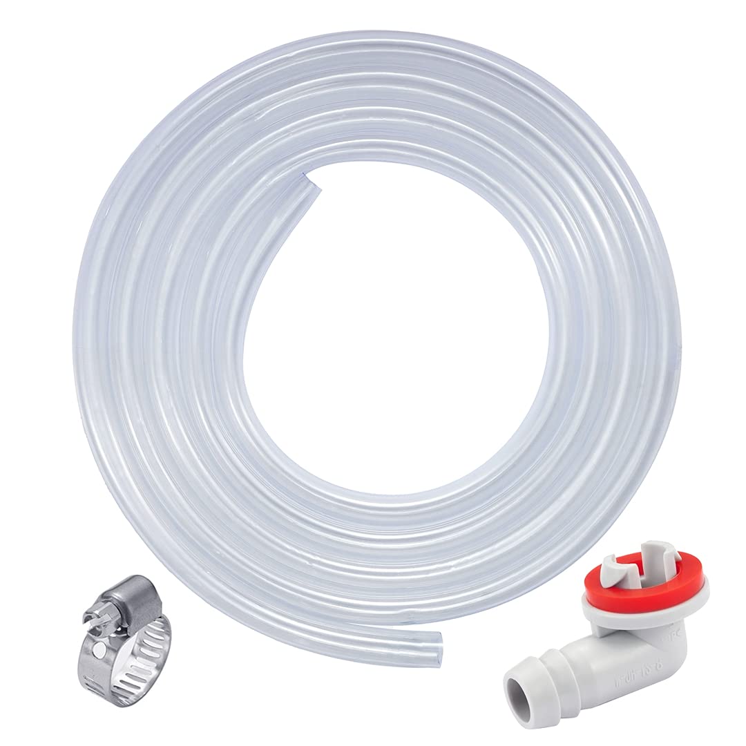 Drain Kit, Window Air Conditioner, 1 PCS Elbow Fitting, 3Feet Clear Vinyl Tube Material, Universal Mini-Split AC Unit, Adjustable Length, Draining Condensate