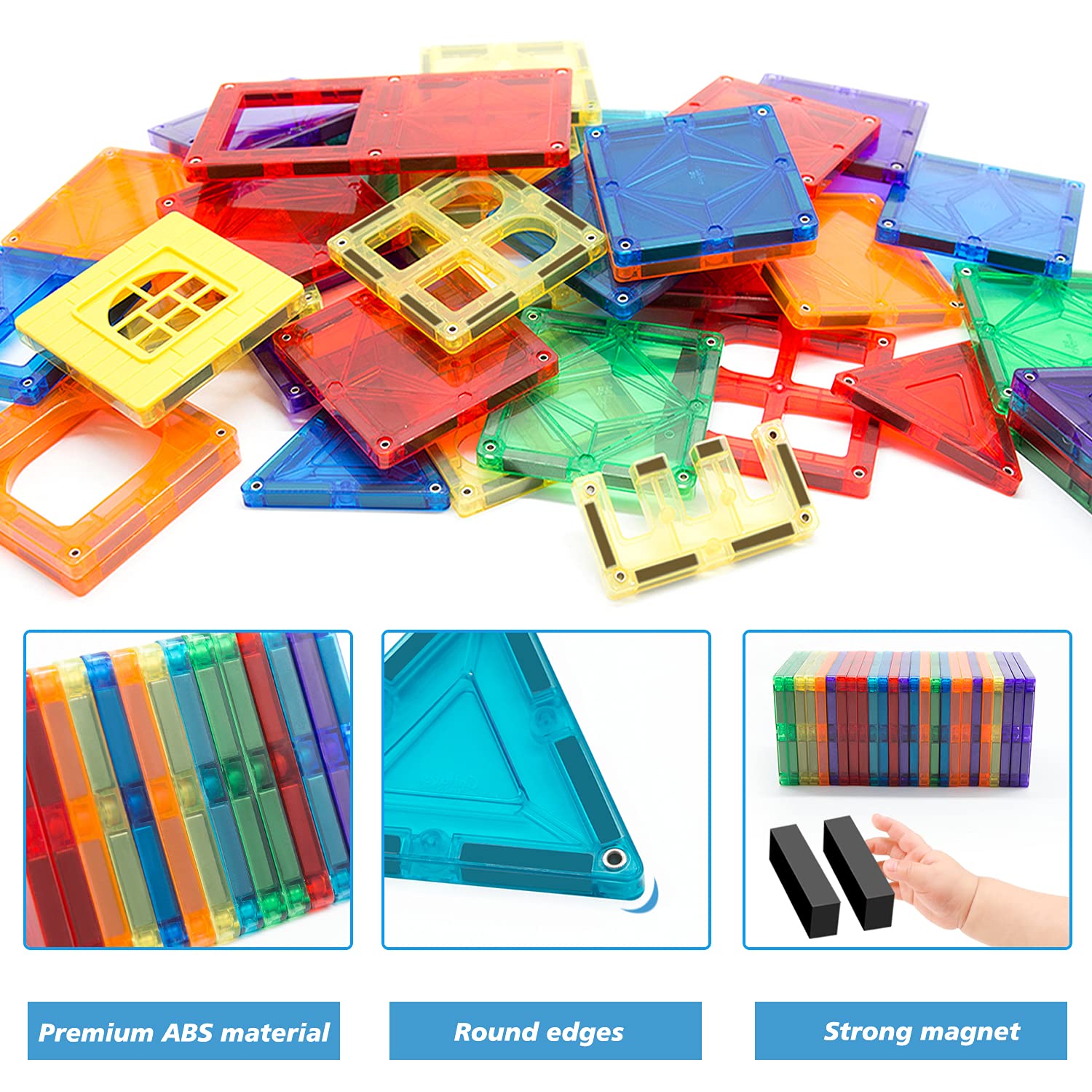 Children Hub 120pcs Magnetic Tiles Set Diamond Series - Educational 3D Magnet Building Blocks - Building Construction Toys for Kids - Upgraded Version with Strong Magnets