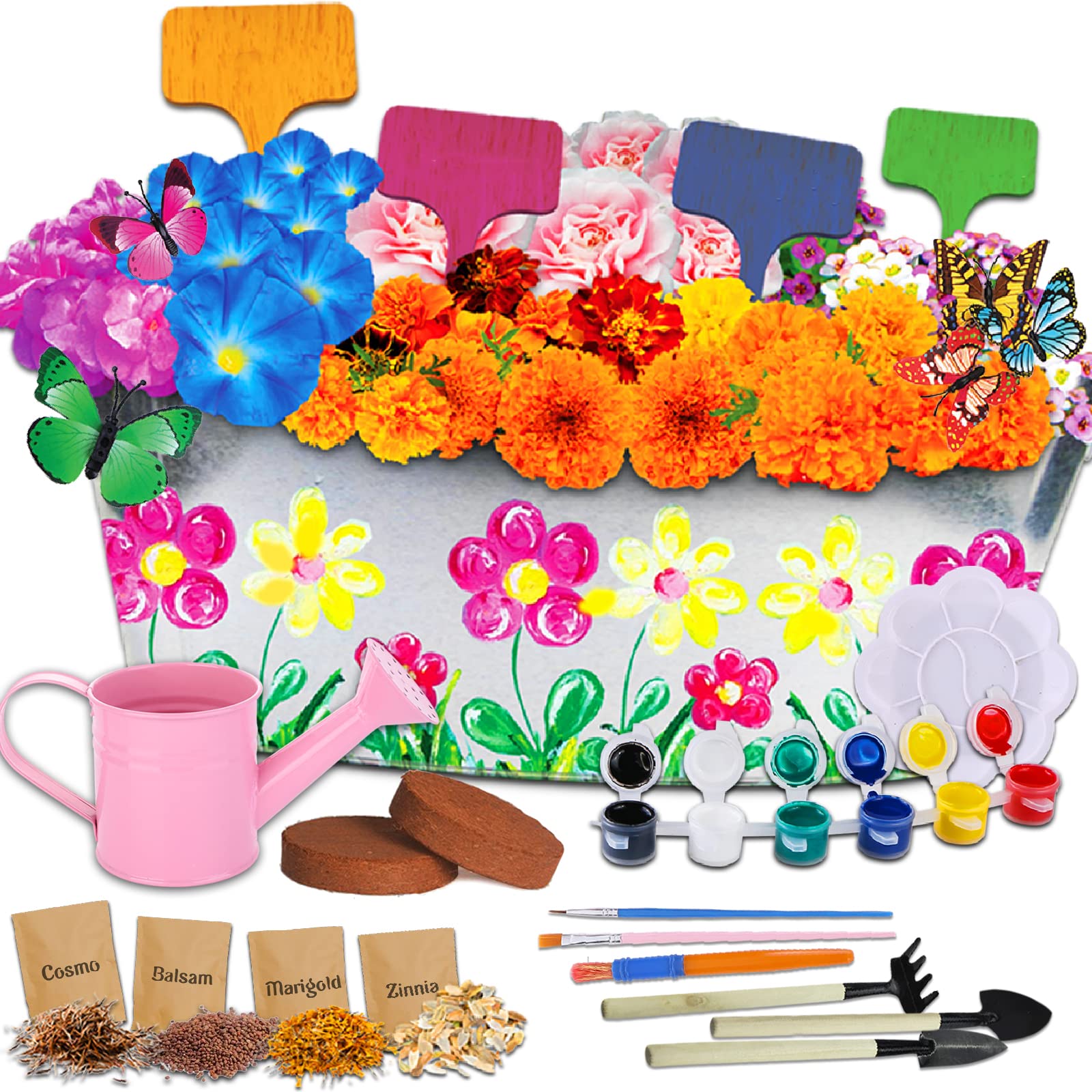 Climaxfy Flower Gardening Supplies for Kids - Growing Plants & Seeds Accessories Set Pots Indoor Garden Science STEM Toys Gift Crafts Birthday Arts Kits Ages 4 5 6 7 8-12 Year Old Boys Girls
