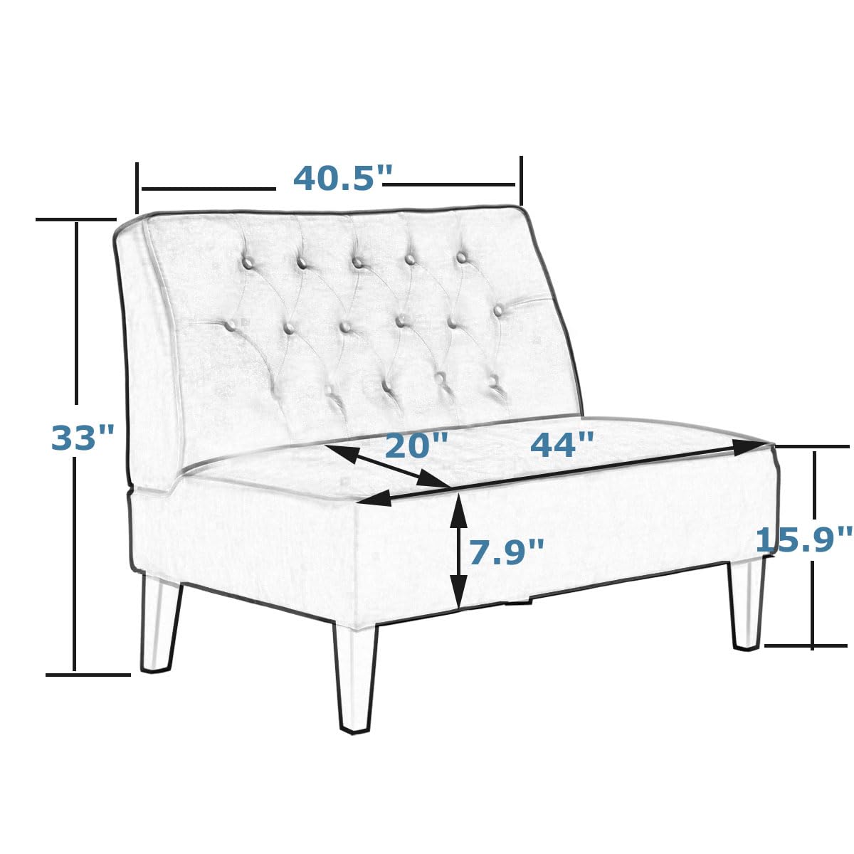 annjoe Button Tufted Loveseat Settee Upholstered Sofa Backrest Buckle Couch Banquette Bench for Dining Room Living Room Bedroom Funiture