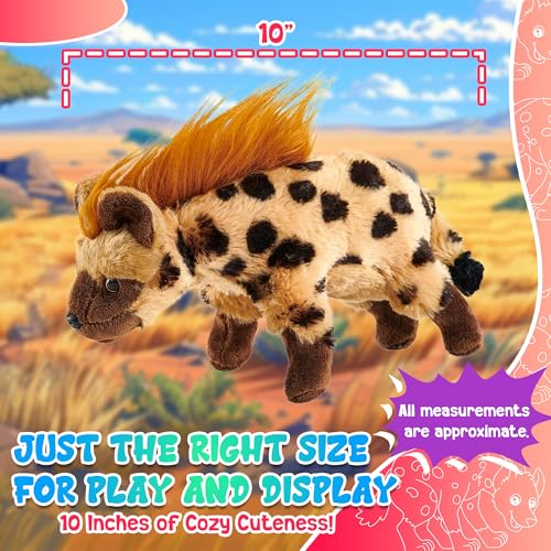 Forest & Twelfth 10" Stuffed Hyena Plush, Majestic Animal Collection Stuffed Animal, Premium Materials, Best Gift for Kids Age 3+, Nursery and Room Decor (10" Hyena)