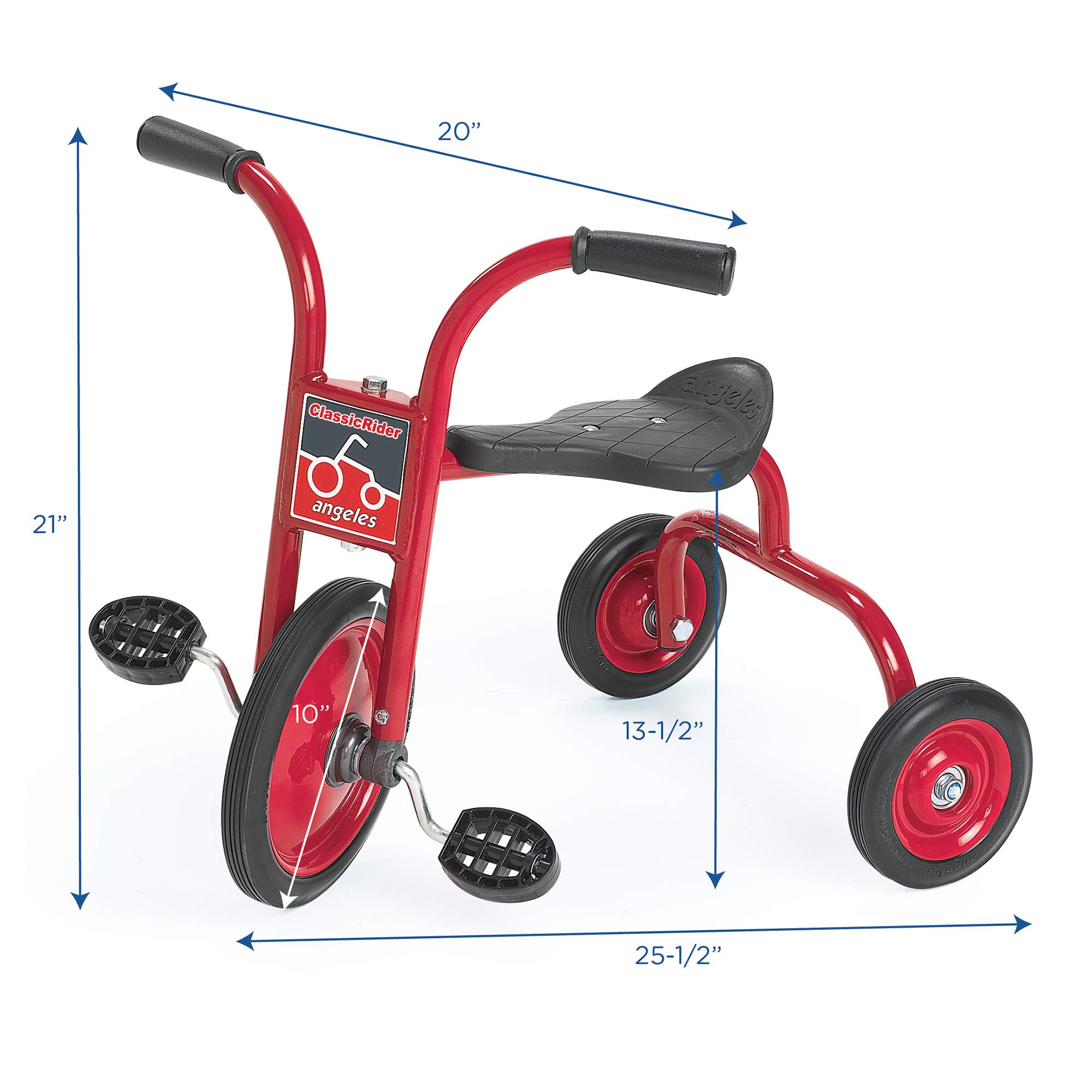 Children’s Factory ClassicRider 10” Pedal Pusher Tricycle for Kids Ages 3+, Toddler Trike for Beginner Riders, Red/ Black