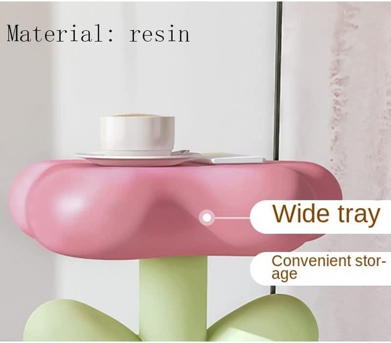 BAUBUY Creative Tulip Coffee Table Flower Shape Decorative Small Side Table 60 * 41cm Resin Sofa End Table for Living Room Balcony Bedroom Furniture