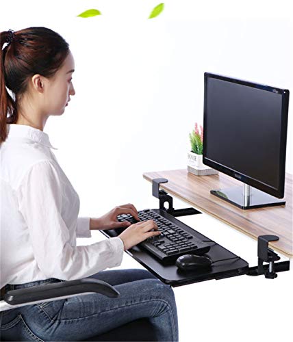 Clamp On Keyboard Tray Under Desk Storage Retractable Height Adjustable Keyboard Tray, 29.5" x 10" for Home or Office
