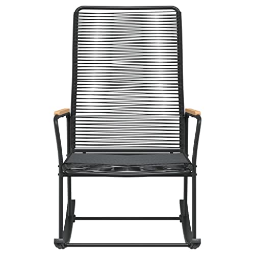 BUKSCYJS Camping Rocking Chairs,Rocking Chairs for Outside,Rocking Chairs for Outside Foldable,Rocking Lawn Chairs Foldable with Shocks,Patio Rocking Chair Black 23.2"x31.3"x40.9" PVC Rattan