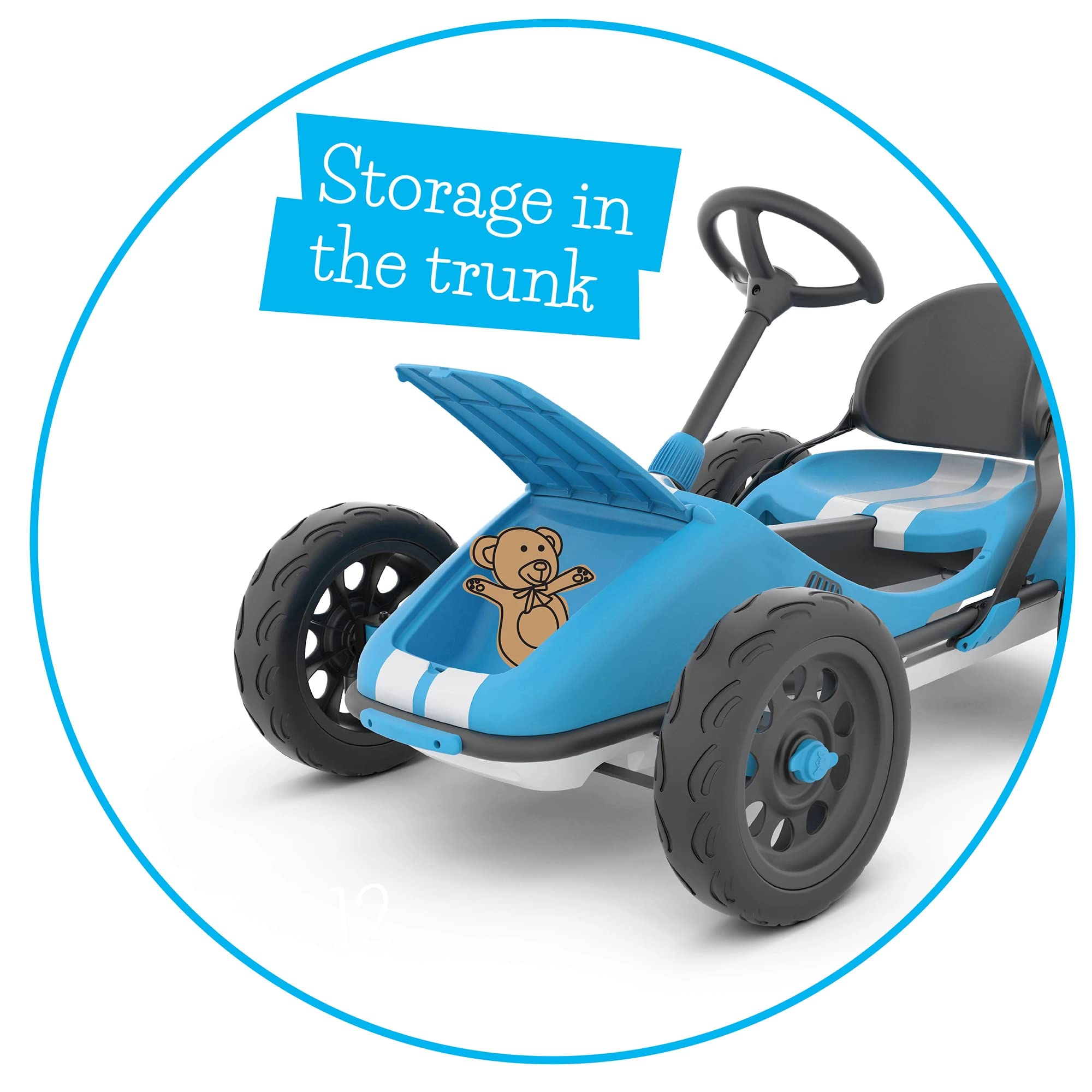 Chillafish Monzi RS: Pedal Go-Kart for Kids 3-7 Years, Folds Down for Easy Storage and Adjustable Seat Without Tools, Airless no-Puncture RubberSkin Tires, and Wall Mount for Easy Storage, Red