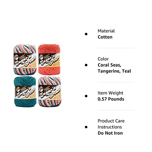Bulk Buy: Lily Sugar 'n Cream Limited Edition 100% Cotton Yarn (Curated 4-Pack) (Coral Seas, Tangerine, Teal)