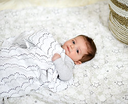 SwaddleDesigns Softest Cotton Muslin Fitted Crib Sheet/Toddler Sheet for Baby Boy & Girl, Blue & Sterling Starshine