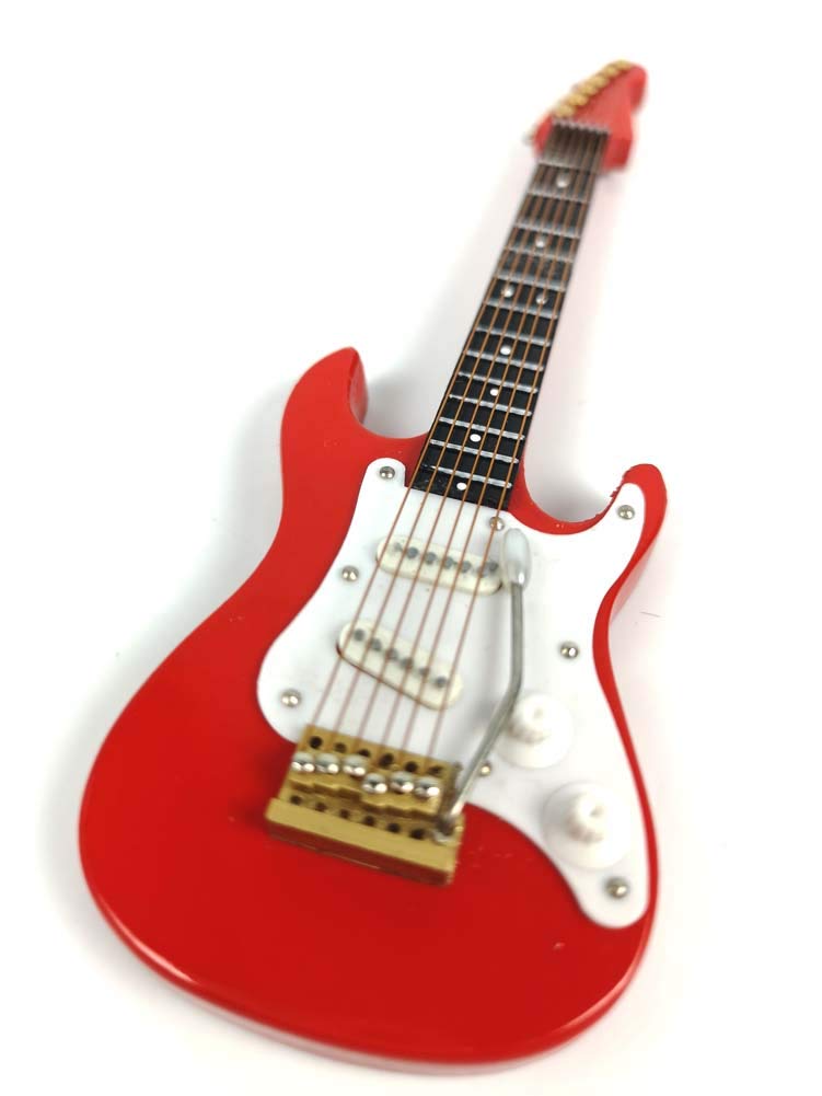 Alano 10cm Red Electric Guitar Model Guitar Ornament Guitar Model with Black Box (GE34R-10-S)