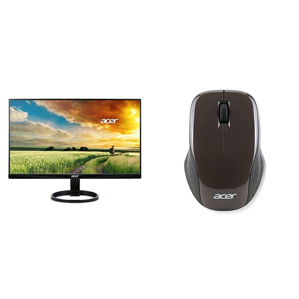 Acer R240HY bidx 23.8-Inch IPS HDMI DVI VGA (1920 x 1080) Widescreen Monitor,Black Wireless Optical Mouse