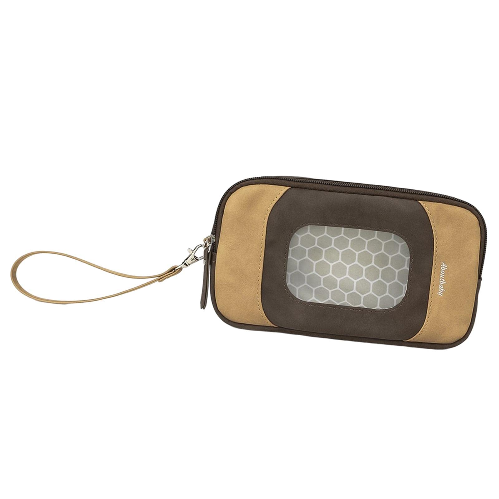 AMLESO Portable Wet Wipes Bag Dispenser Reusable Carrying Case Refillable Wipes Pouch Holder for Outdoor Travel, Brown
