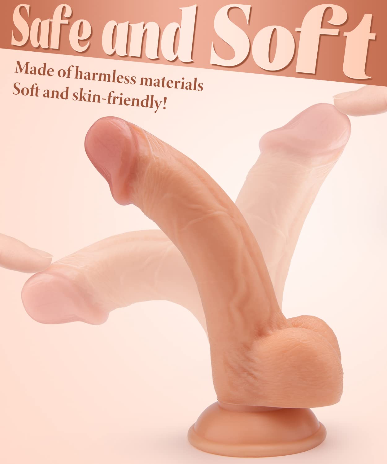 8.3in Realistic Dildo with Suction Cup, Curved Shape for G-Spot Stimulation - For Women, Couples