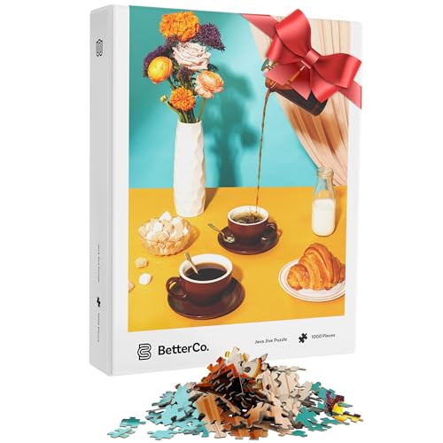 Better Co. Java Jive Puzzle, Coffee and Tea Themed Jigsaw Tiles for Arts and Craft, Recreation Toy for Kids and Adults, Home Room Office Decor, Assorted Gradient Colors - 1000 Pieces Box Set