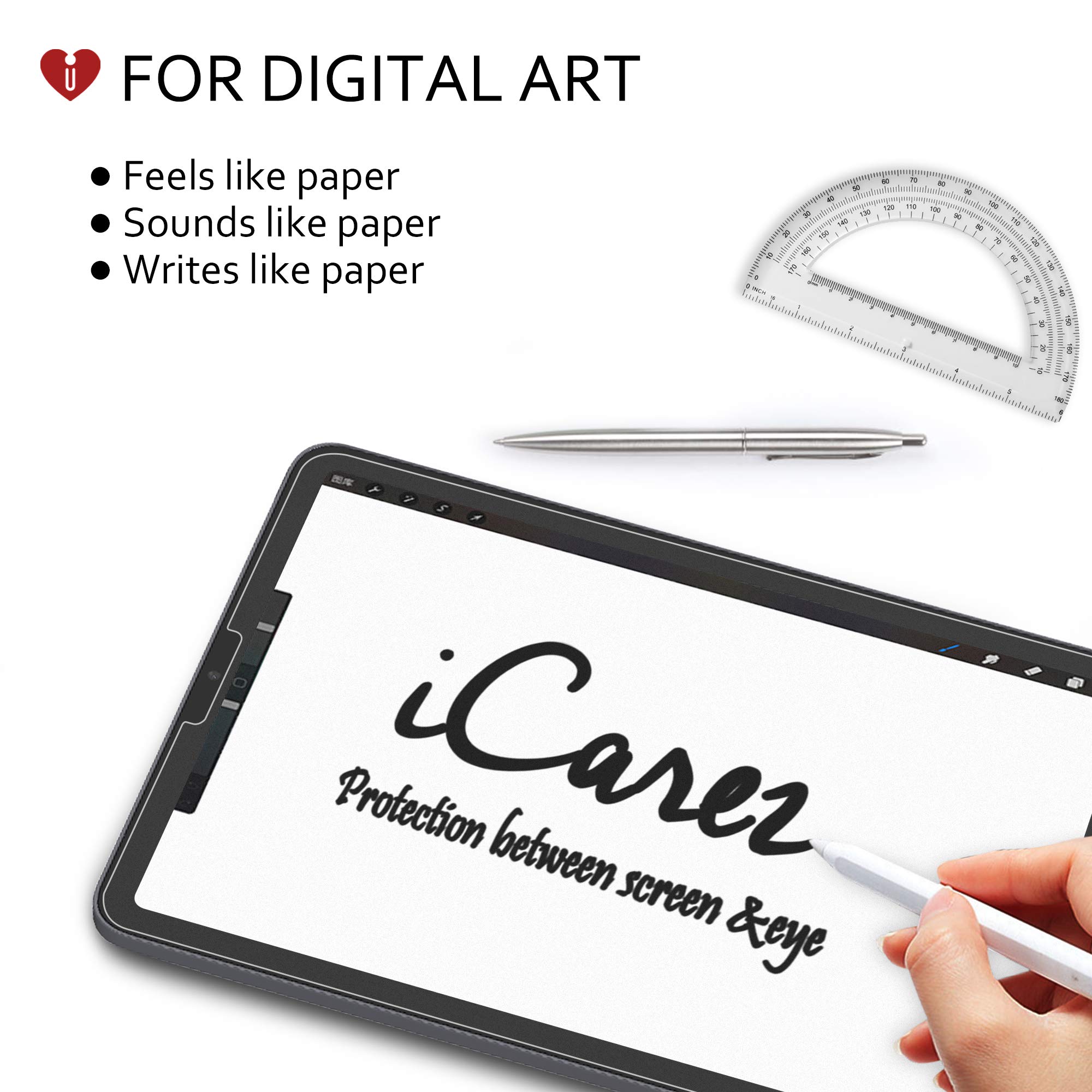 iCarez Anti-Glare Matte Screen Protector for Apple iPad Air 4/5 Gen (10.9-inch 2022/2020) iPad Pro 11 Inch (2022/2021/2020/2018) [2-Pack] Easy to Install (Compatible with Face ID and Apple Pencil)