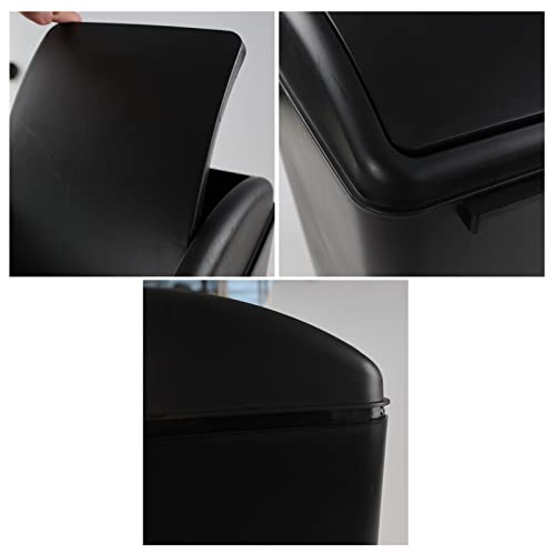 Bblina Plastic Swing Lid Trash Can, 16 Liter Waste Bin, Black, F