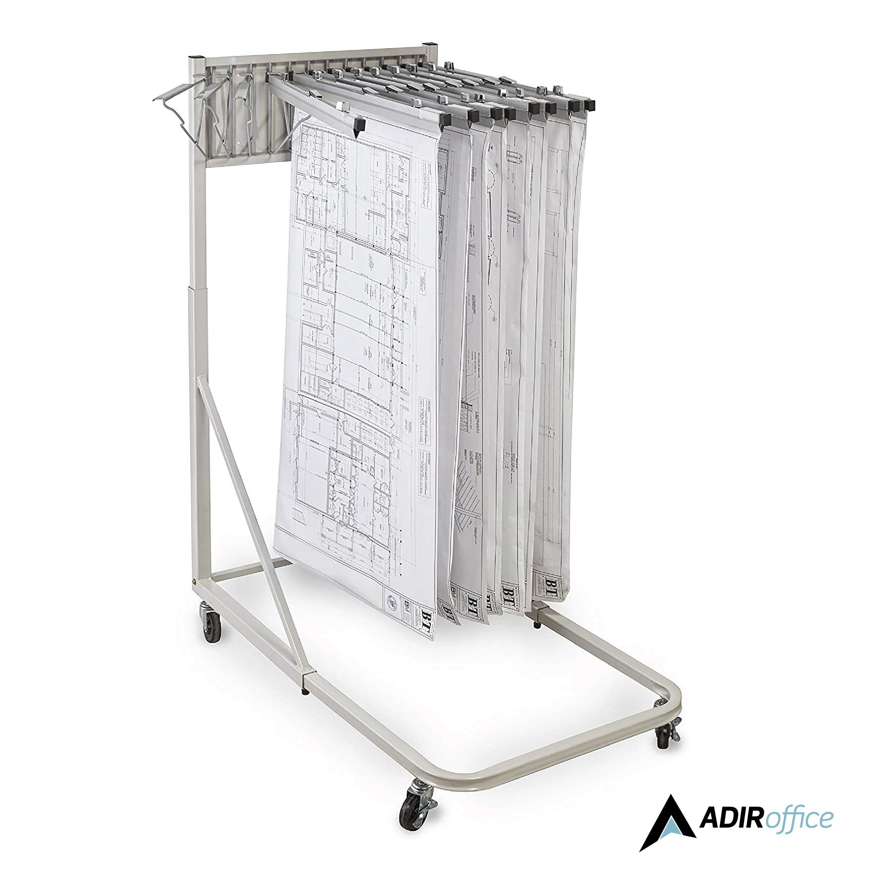 Adir Mobile Blueprint Holder - Blueprint Hanging Rack, Poster Display, Map Organizer Rack, Hanging File Organizer Stand for Office, Home, Jobsites