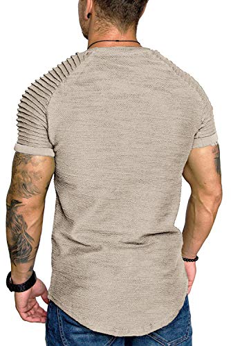 COOFANDY Mens Stylish Gym Tee Fashion Workout Muscle Shirt Khaki M