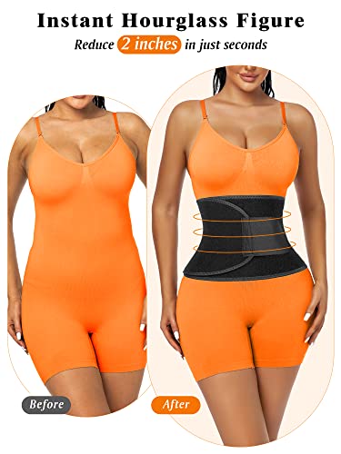 ECIFEE Waist Trimmer Belt for Women Waist Trainer Sauna Belt Tummy Control Low Back and Lumbar Support with Zipper Black