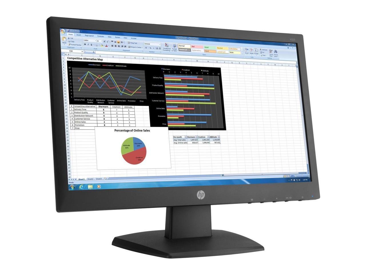 HP V5G70AA#ABA Business V223 21.5" LED LCD Monitor - 16:9-5 ms