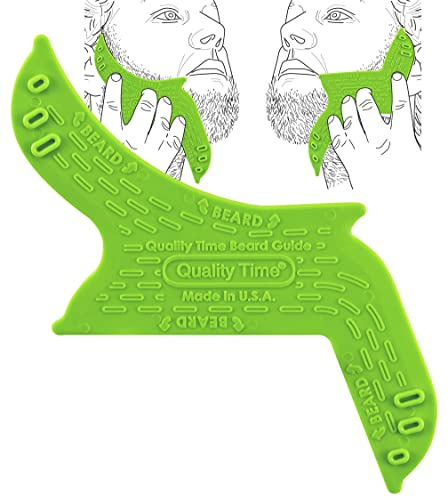 Quality Time Beard Shaping Tool Guide; Flexible Beard Guard, Do-it-Yourself, Innovative Design Template, Haircut Trimming Stencil - Beard Lineup Shaving Guide, Made in USA