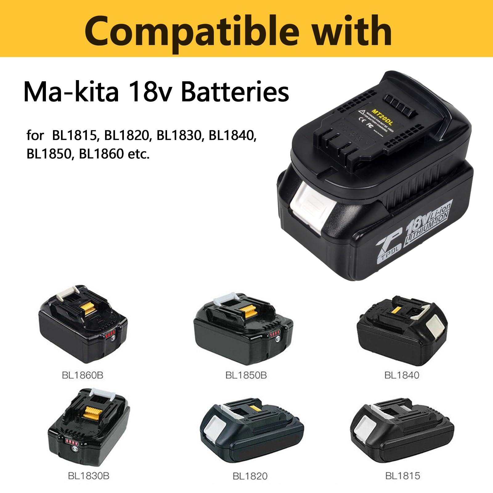 Echoyee MT20DL Battery Adapter, Compatible with Makita 18v Lithium Battery, Convert to Dewalt 18v-20v Lithium Batteries, Work Compatible with Dewalt 18v-20v Cordless Power Tools
